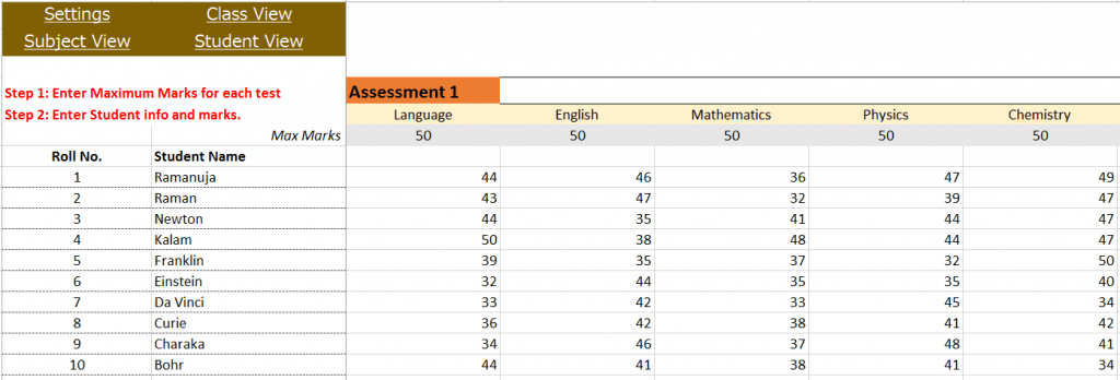 Report Card Template Excel