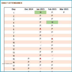 Download Student Attendance Register Excel Template