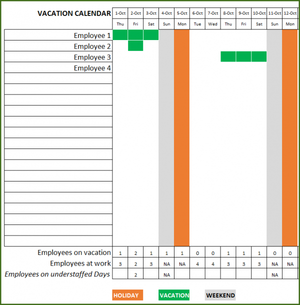 Employee Vacation Planner 2023 - Free HR Excel Template for Managers
