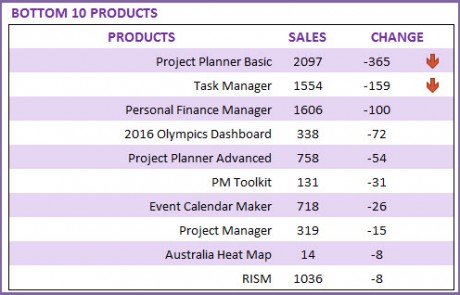 Sales Report Excel Template - Top 10 & Bottom 10 Products by Sales