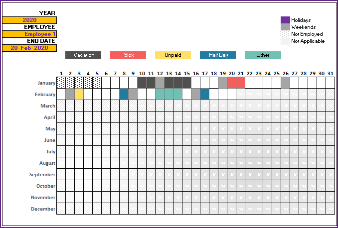 Free Employee Attendance Tracker Excel Template 2020 Tutorial Pics