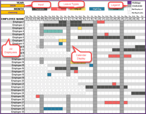 Employee Leave Tracker Excel Template 2023 - Vacation Tracker Excel