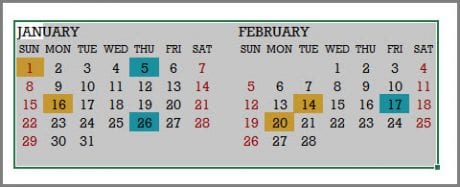 Excel Calendar 2023 with 23 designed layouts - Free Download
