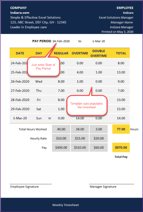 2023 Employee Timesheet - Excel Timecard & Work Hours Calculator
