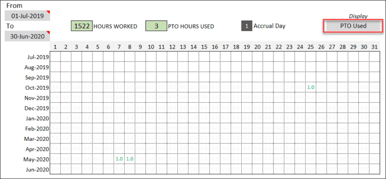 2023 PTO (Paid Time Off) Balance Calculator for Hourly Employee in Excel