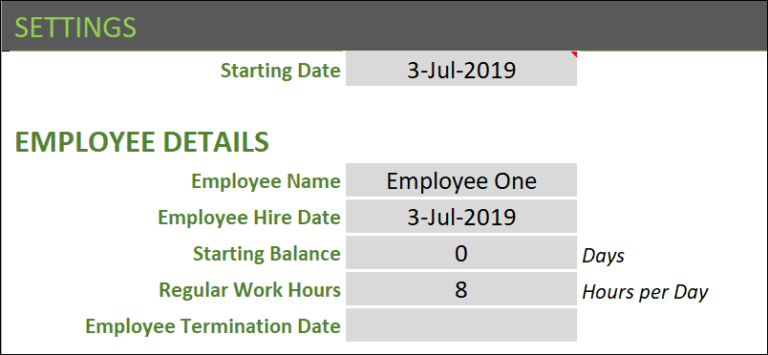 2023 PTO (Paid Time Off) Balance Calculator for Hourly Employee in Excel