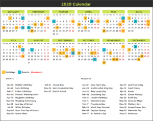 Free 2020 Excel Calendar Template - 20 Calendar designs