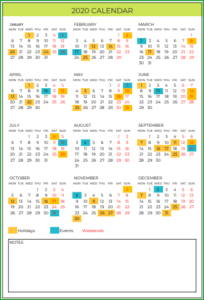 Free Calendar template for Google sheets - 20 Different designs