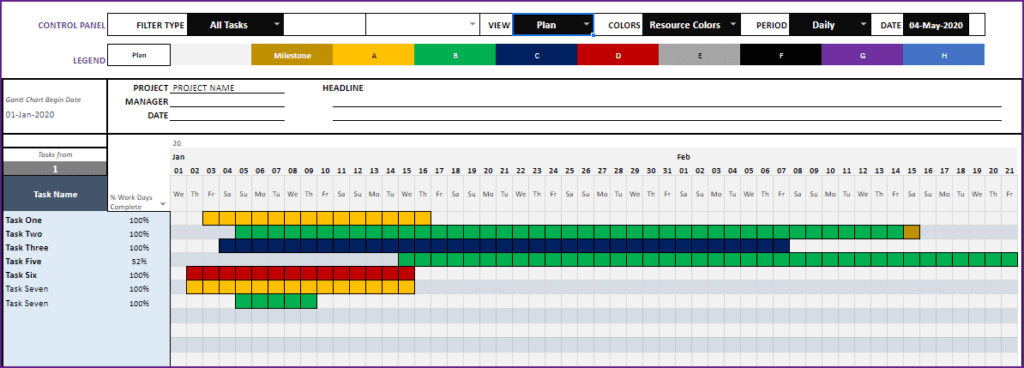Download Gantt Chart Maker Google Sheet Template