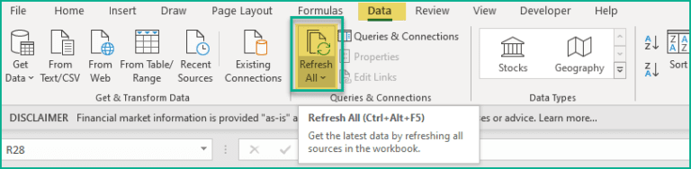 Forex Rate Tracker in Excel - Live Real-time data updates