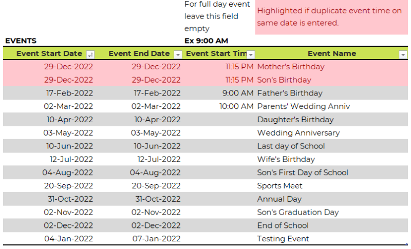 Excel Calendar 2022 with 22 designed layouts - Free Download