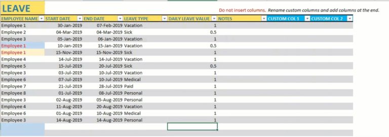 Download Leave Management Google Sheet Template
