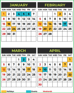 Excel Calendar 2023 with 23 designed layouts - Free Download