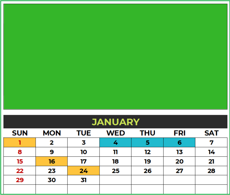 Excel Calendar 2023 with 23 designed layouts - Free Download
