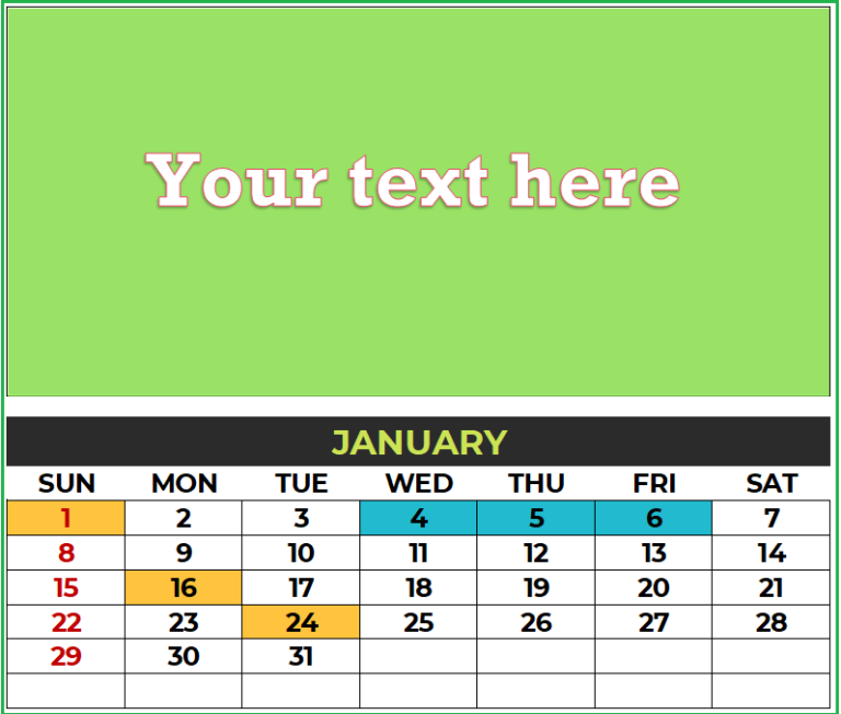 Excel Calendar 2023 with 23 designed layouts - Free Download