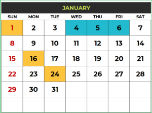 Excel Calendar 2023 with 23 designed layouts - Free Download