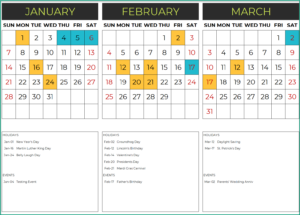 Excel Calendar 2024 with 24 designed layouts - Free Download
