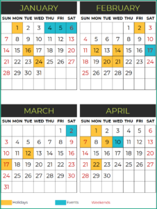 Excel Calendar 2024 with 24 designed layouts - Free Download