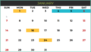 Excel Calendar 2024 with 24 designed layouts - Free Download