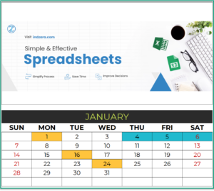 Excel Calendar 2024 with 24 designed layouts - Free Download