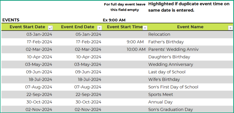 Excel Calendar 2024 with 24 designed layouts - Free Download