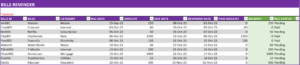 Bills Tracker Template in Microsoft Excel