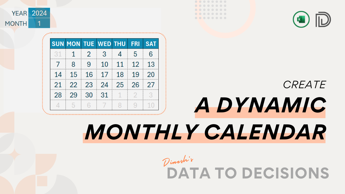 Create a Dynamic Monthly Calendar with a Single Formula in Excel - INDZARA Create a Dynamic Monthly Calendar with a Single Formula in Excel - INDZARA