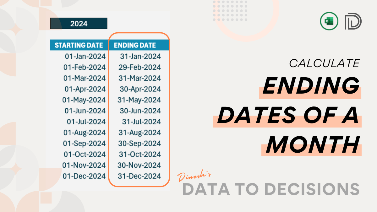 How To Calculate The Ending Dates Of Months In Excel