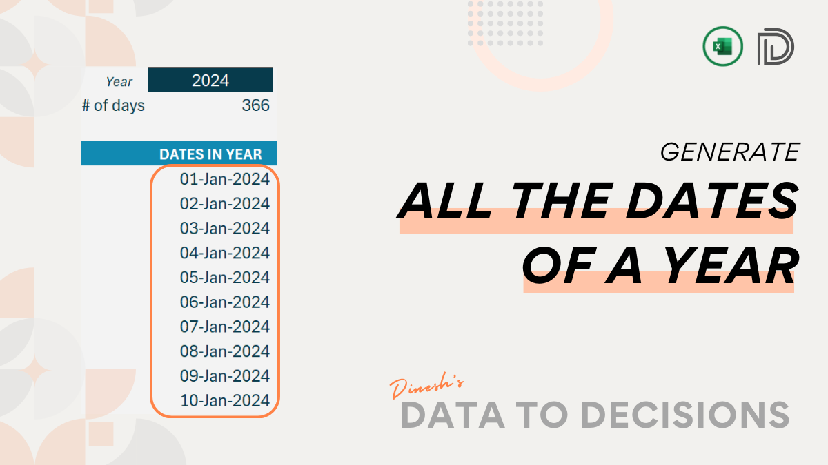 How To Generate All The Dates Of A Year In Excel Indzara