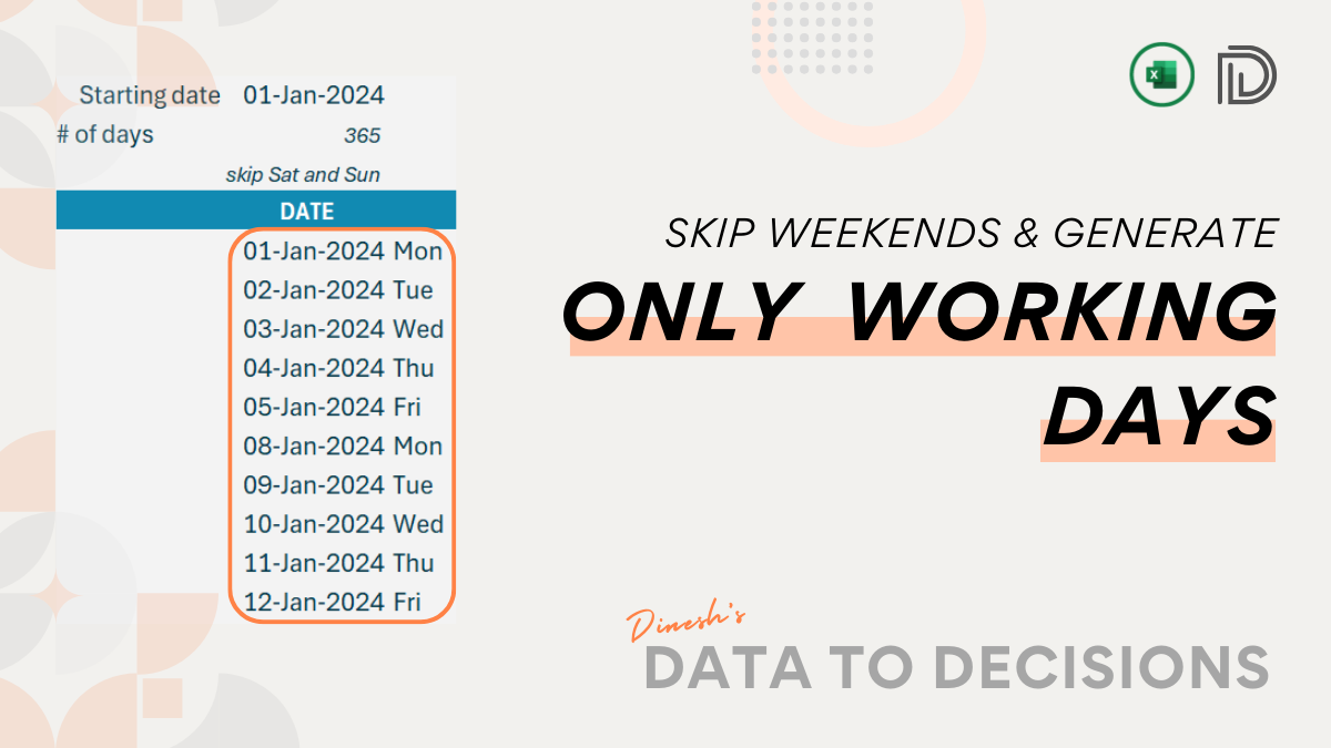 Generate Only Working Days In Excel