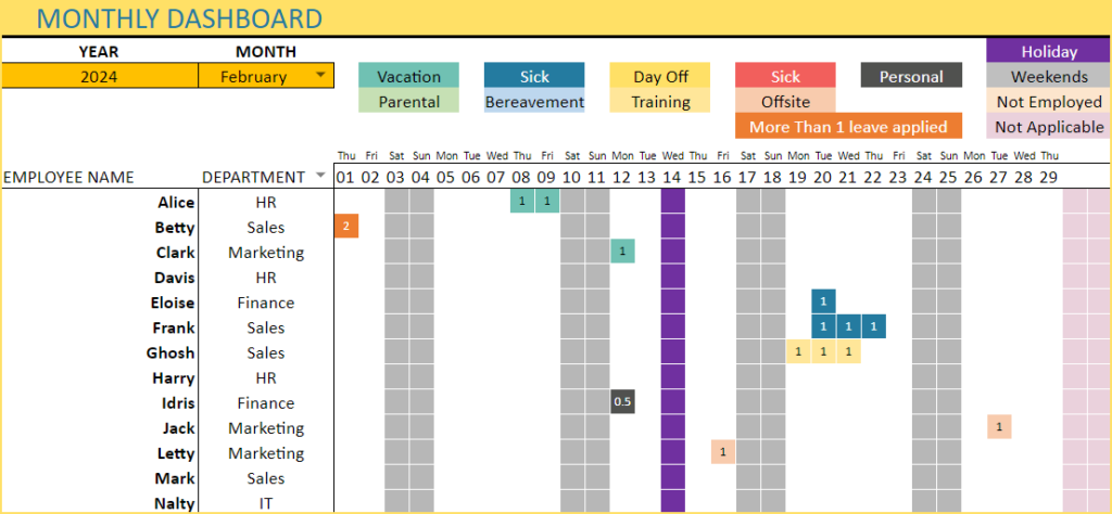 Download Leave Management Google Sheet Template